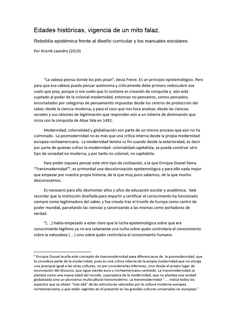 Edades Históricas, Vigencia de Un Mito Falaz..Docx | PDF | Conocimiento ...