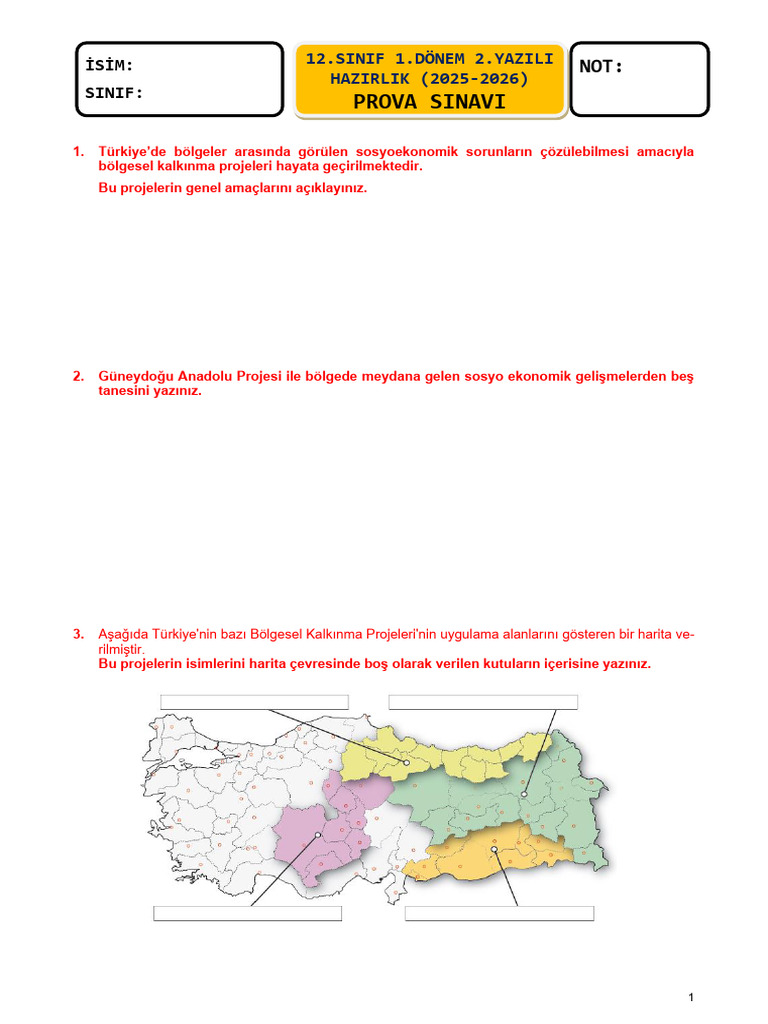 2025 - 2026 COĞRAFYA 12. SINIF 1. DÖNEM 2. YAZILI (PROVA SINAVI ...