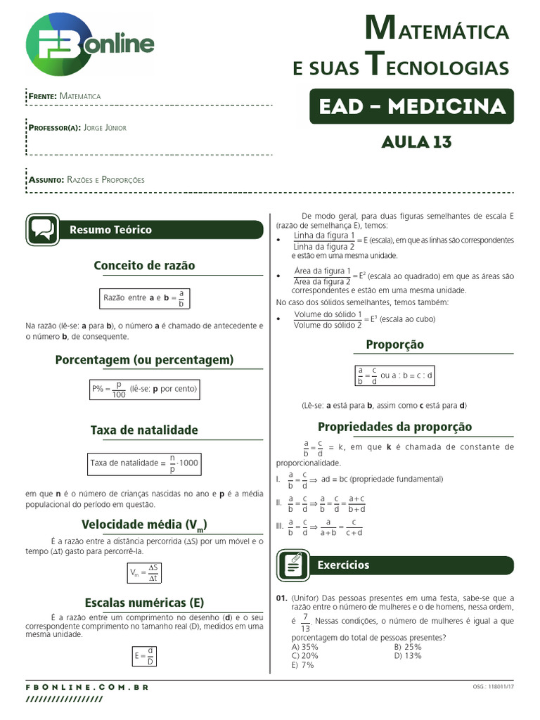 Aula 13 - Exercícios | PDF