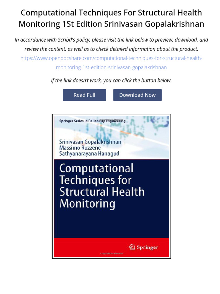 Computational Techniques For Structural Health Monitoring 1st Edition ...