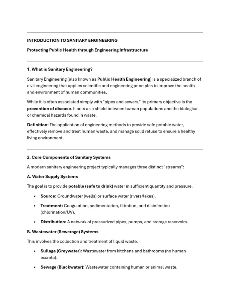 Introduction to Sanitary Engineering | PDF | Sanitation | Sewage Treatment