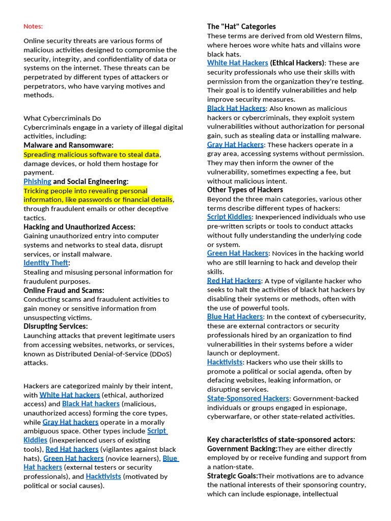 Lesson 6 Notes ACCTG314LAB | PDF | Malware | Security Hacker
