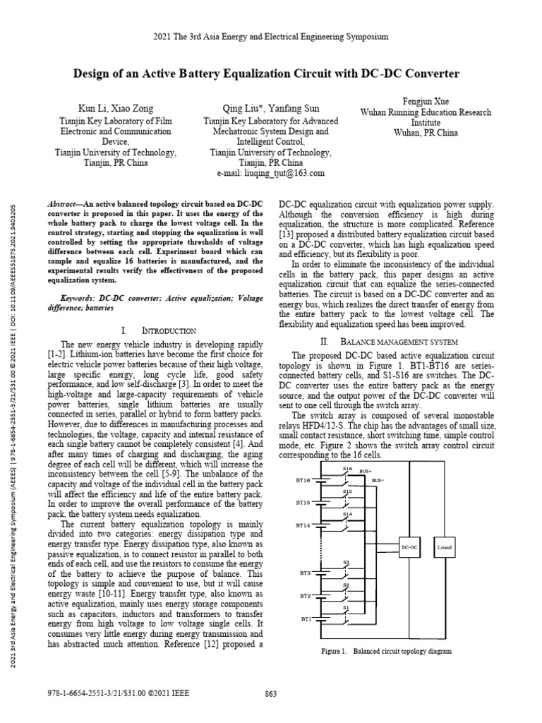 Design of an Active Battery Equalization Circuit With DC-DC Converter ...