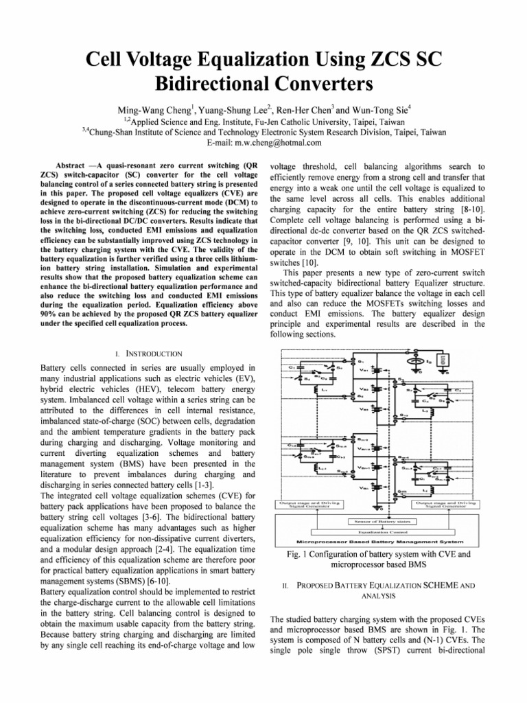 ZCS Battery Voltage Equalization System | PDF | Mosfet | Power Electronics
