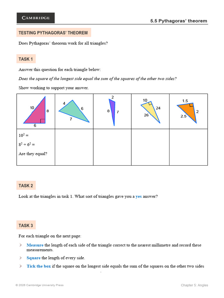 Testing Pythagoras Theorem | PDF