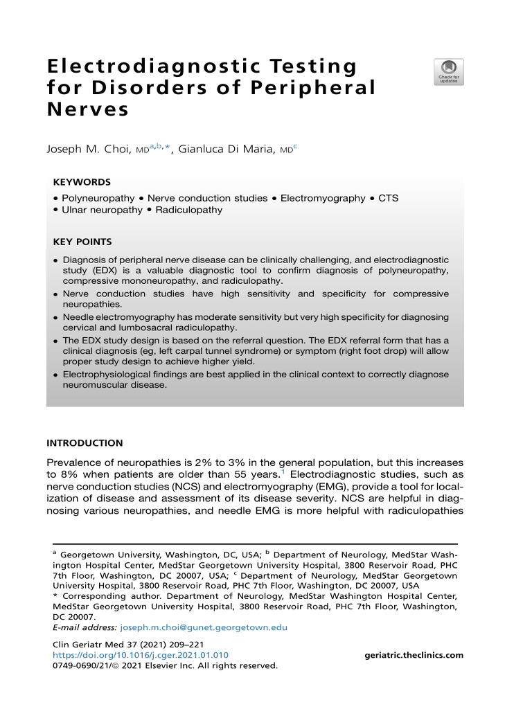 Electrodiagnostic Testing for Neuropathy | PDF | Peripheral Neuropathy ...