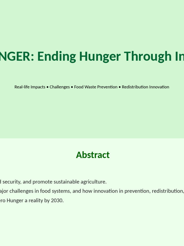 Zero Hunger Real Life Impacts Presentation | PDF | Hunger | Sustainability