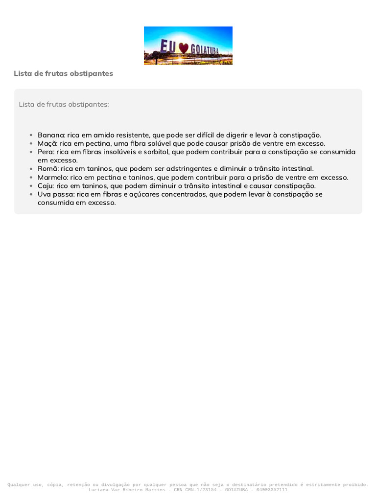 Lista de Frutas Obstipantes | PDF