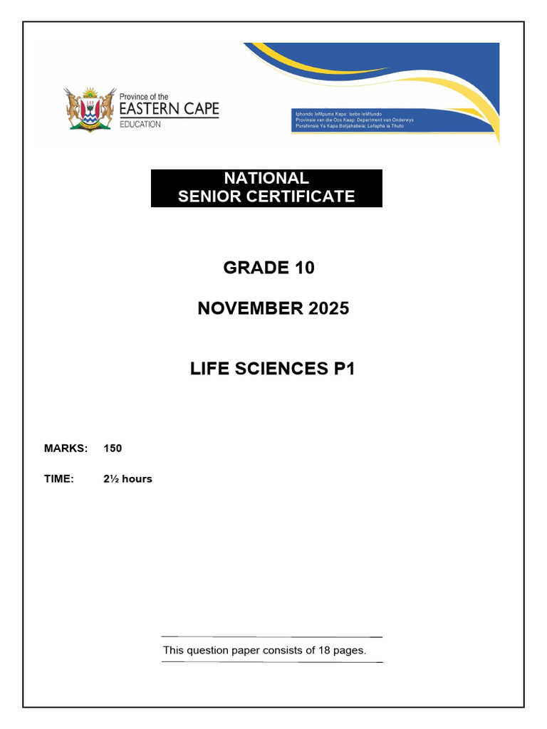 Grade 10 Life Sciences Exam Paper 2025 | PDF | Scoliosis | Leaf