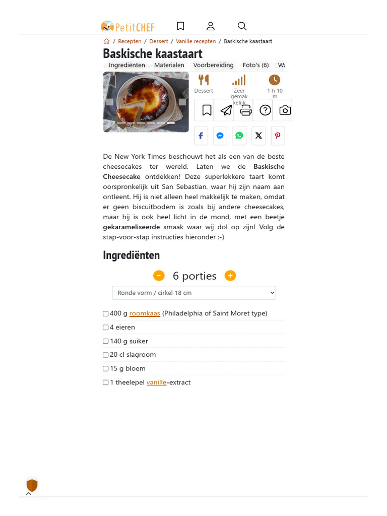 Baskische Kaastaart Recept | PDF