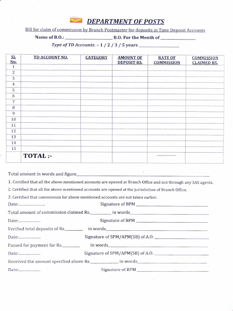 Commission Claim Form for TD Accounts | PDF