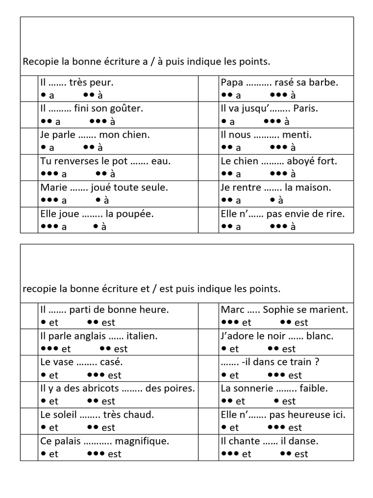 Exercices sur les homophones en français | PDF | Linguistique