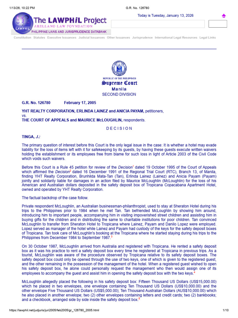 YHT vs CA, GR No. 126780, February 17, 2005 | PDF | Damages | Negligence