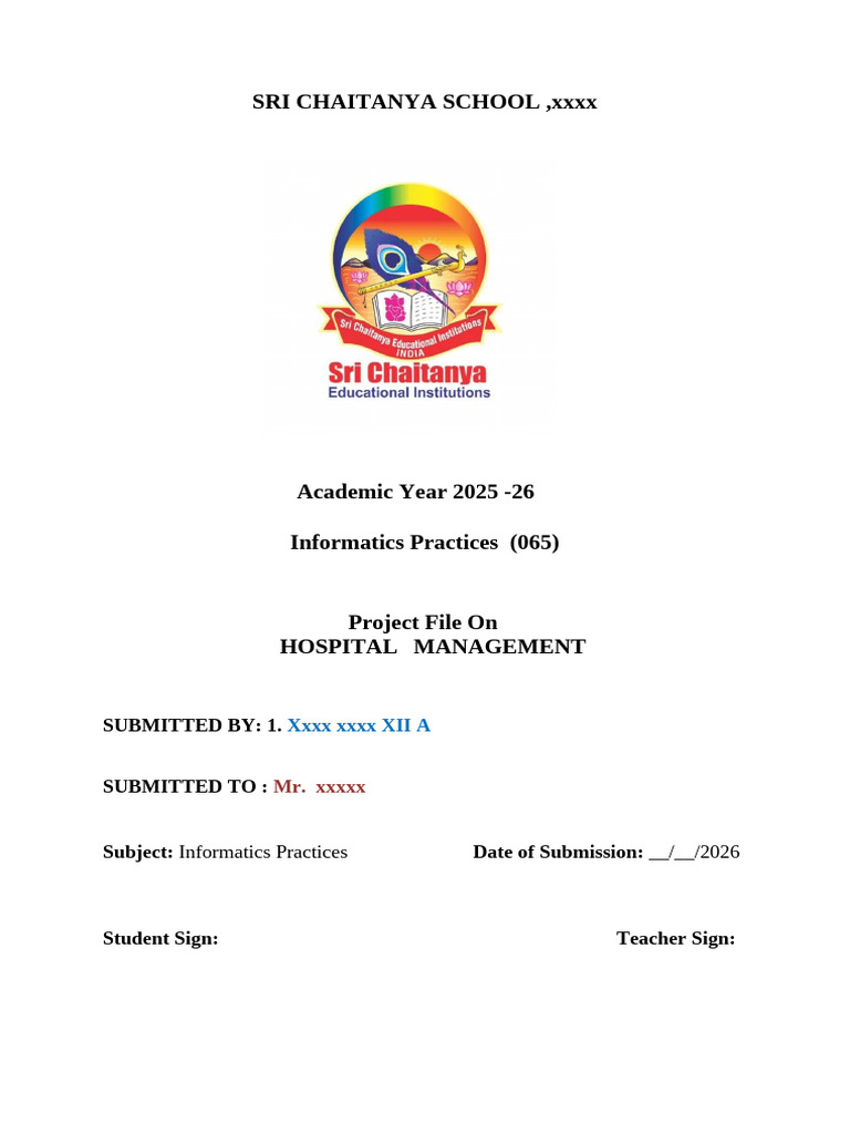 CBSE Class 12 Informatics Practices Proj (2) | PDF | Software Testing ...