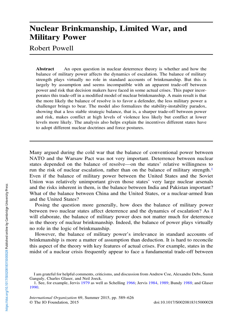 Military Power in Nuclear Deterrence | PDF | Crime & Violence ...