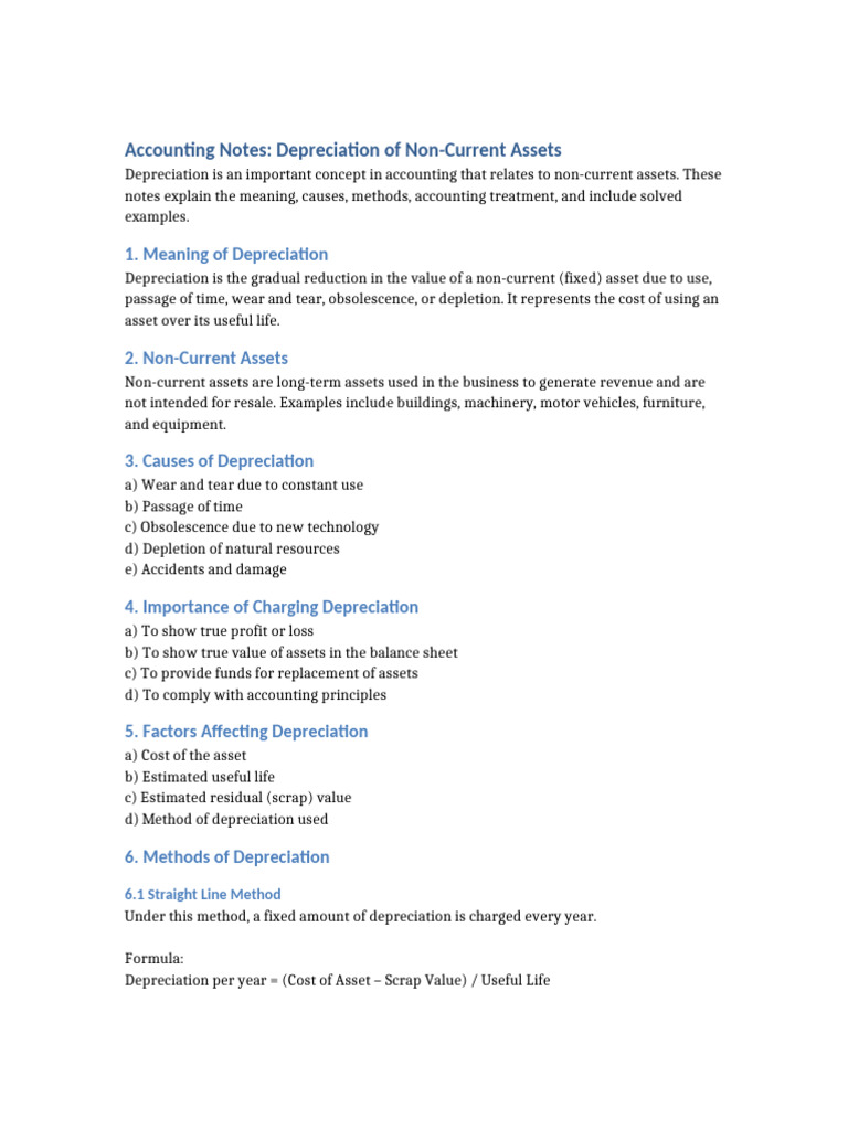Understanding Non-Current Asset Depreciation | PDF | Depreciation ...