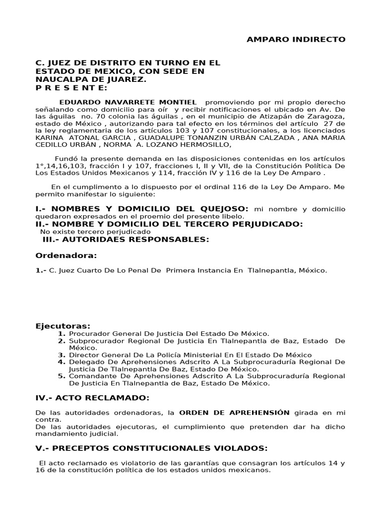 Amparo Indirecto | PDF | México | Queja
