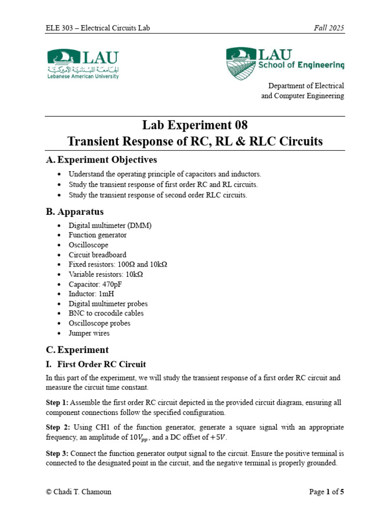 Transient Response in RC, RL, RLC Circuits | PDF | Electrical Network ...