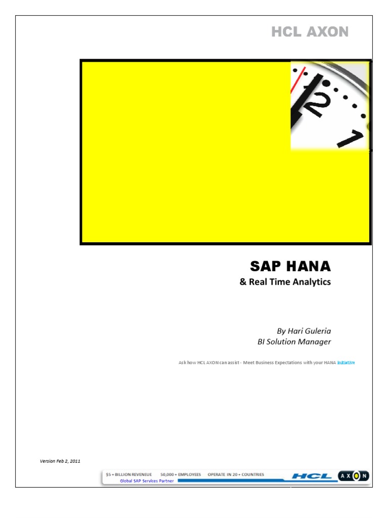 SAP HANA and Real Time Analytics - BI | PDF | Sap Se | Business ...