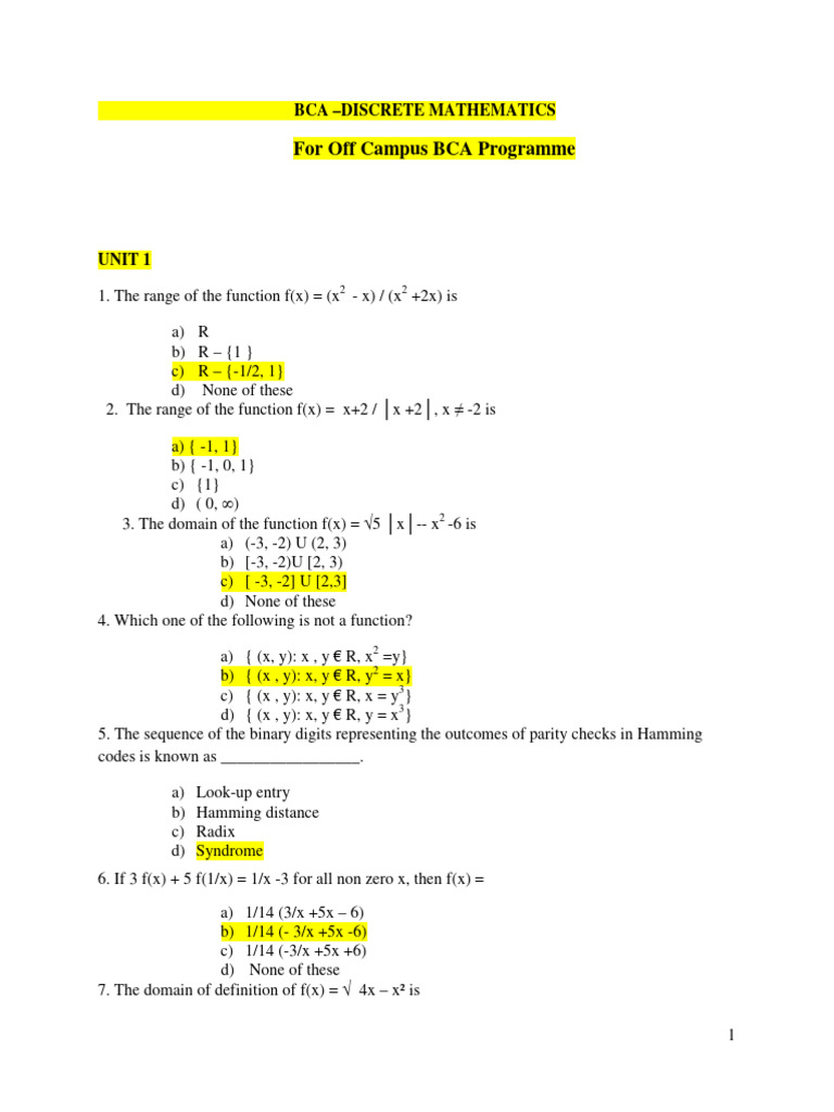 BCA Discrete Mathematics Exam Questions | PDF | Empty Set | Permutation