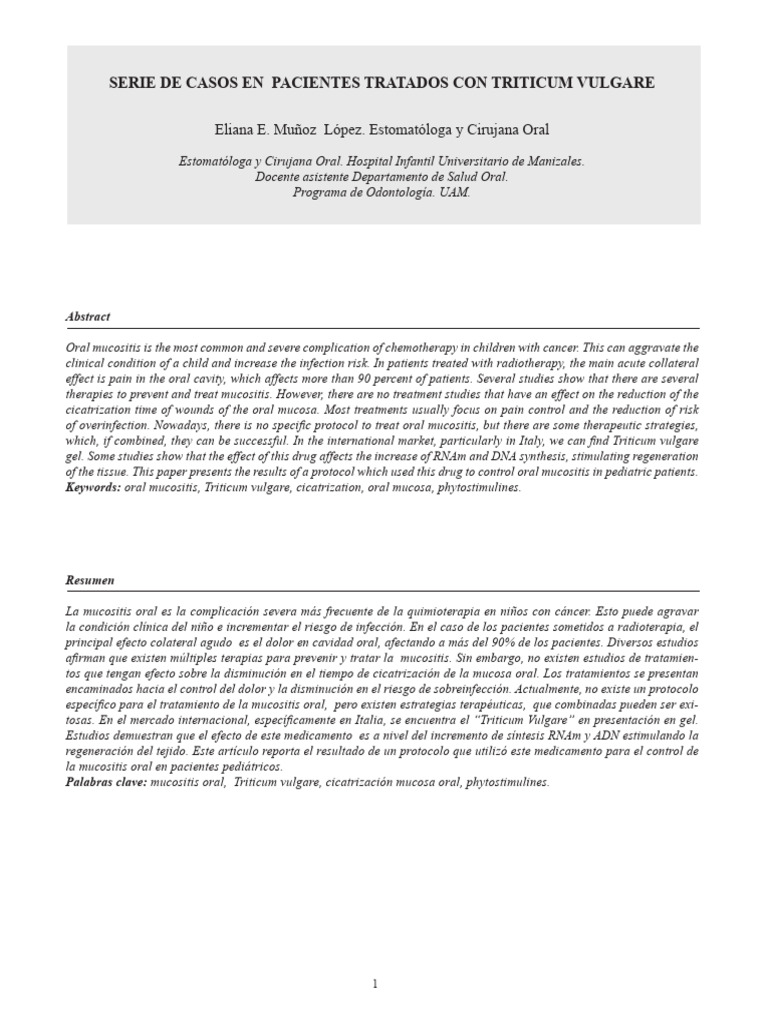 Artículo Casos Dra Eliana Tratados Con TRiticum Vulgare FITOSTIMOLINE ...
