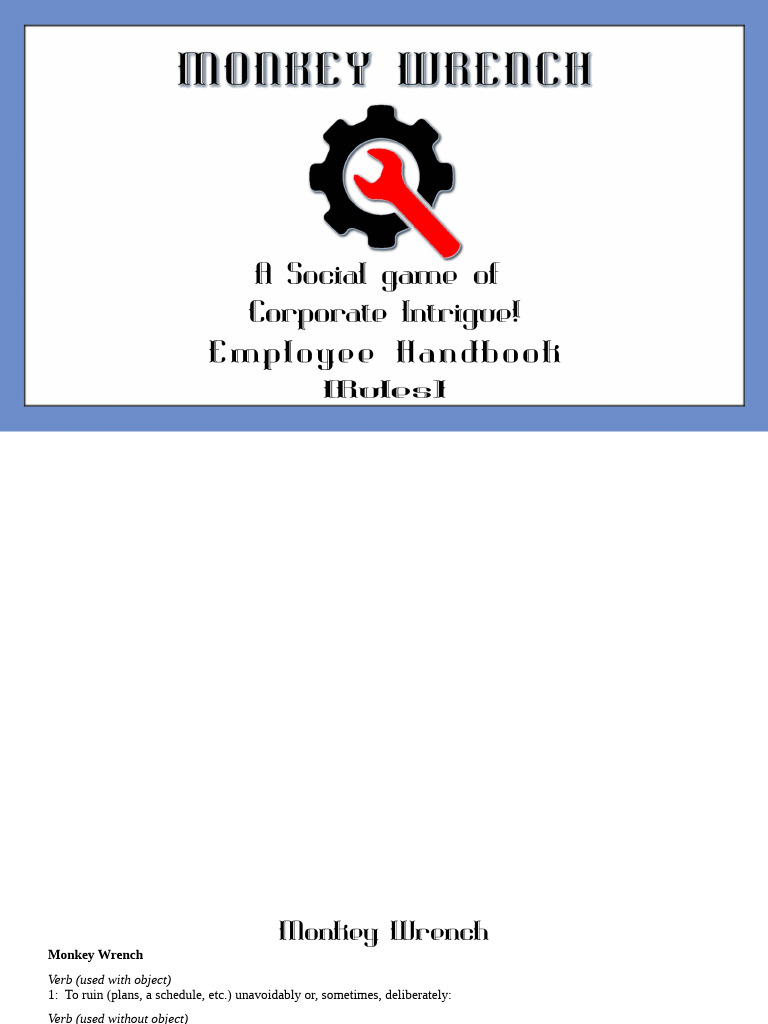 Monkey Wrench 2nd Ed- Rules - 4-5x8 | PDF