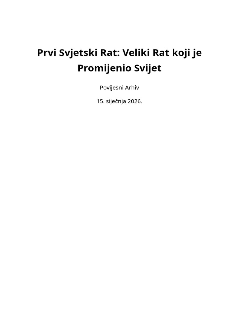 Prvi Svjetski Rat | PDF
