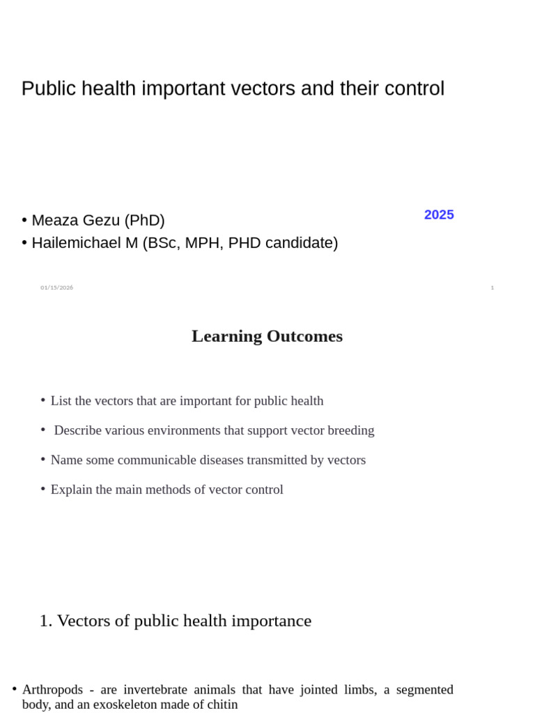 Public Health Vectors and Control Methods | PDF | Mosquito | Insects