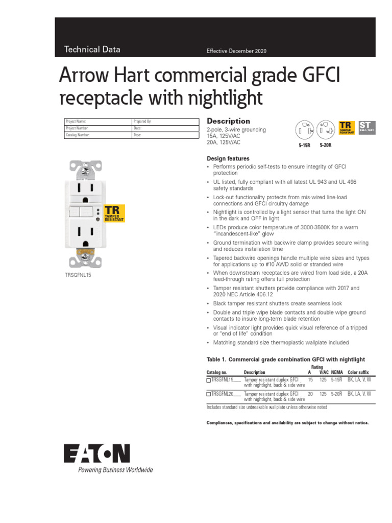 TOMAS GFCI EATON | PDF | Electromagnetism | Electrical Components