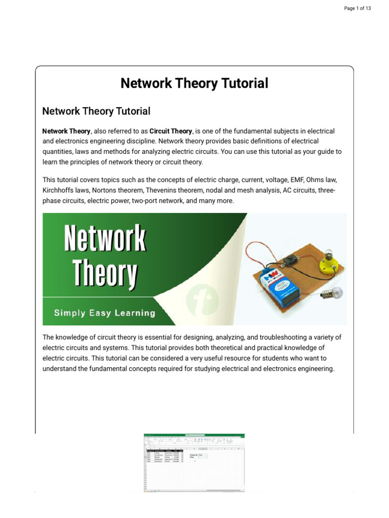 Network Theory Tutorial1 | PDF | Electrical Network | Network Analysis ...
