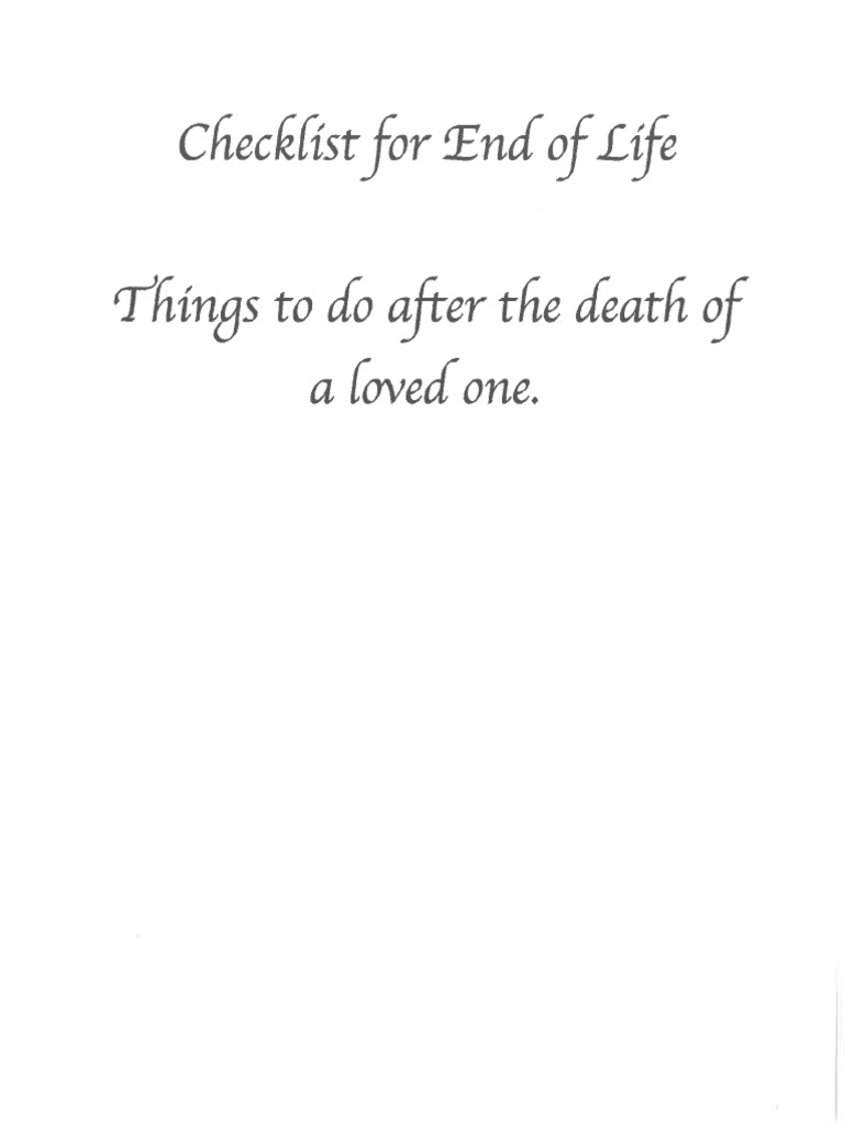 Checklist For End of Life | PDF