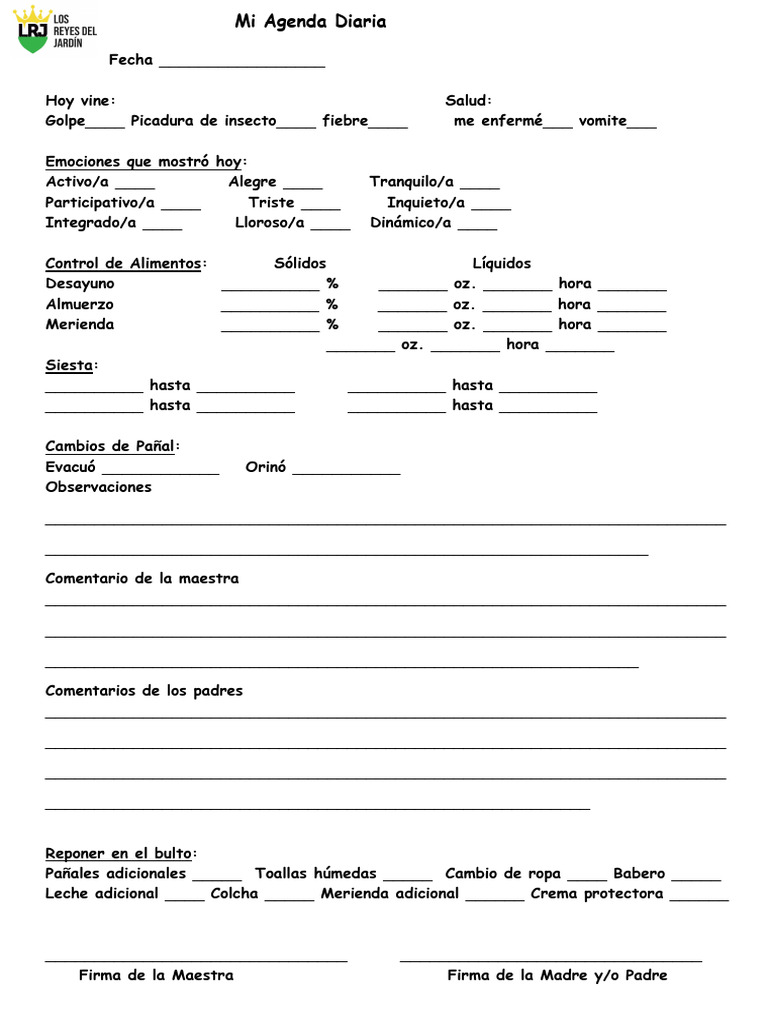 Hoja Diaria2 | PDF | Comida | Cocina