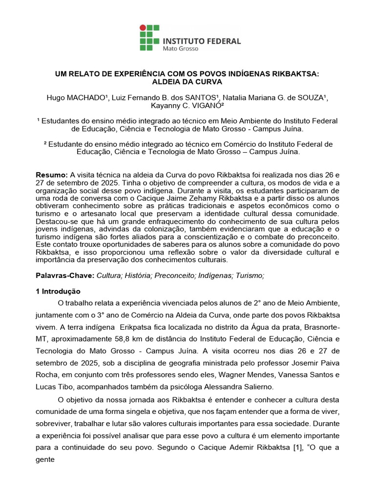 Relato de experiência - Natalia Mariana, Kayanny Viganó, Hugo Machado e ...