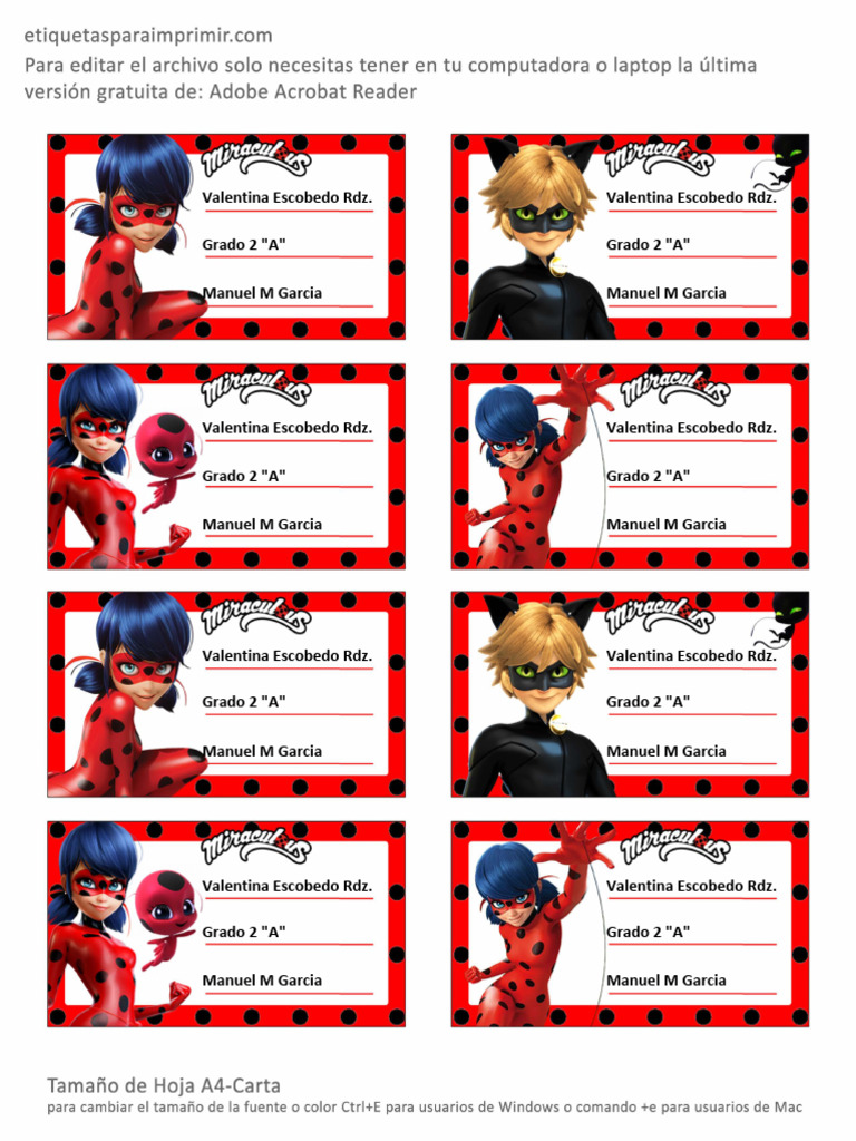 Etiquetas Ladybug Libretas | PDF