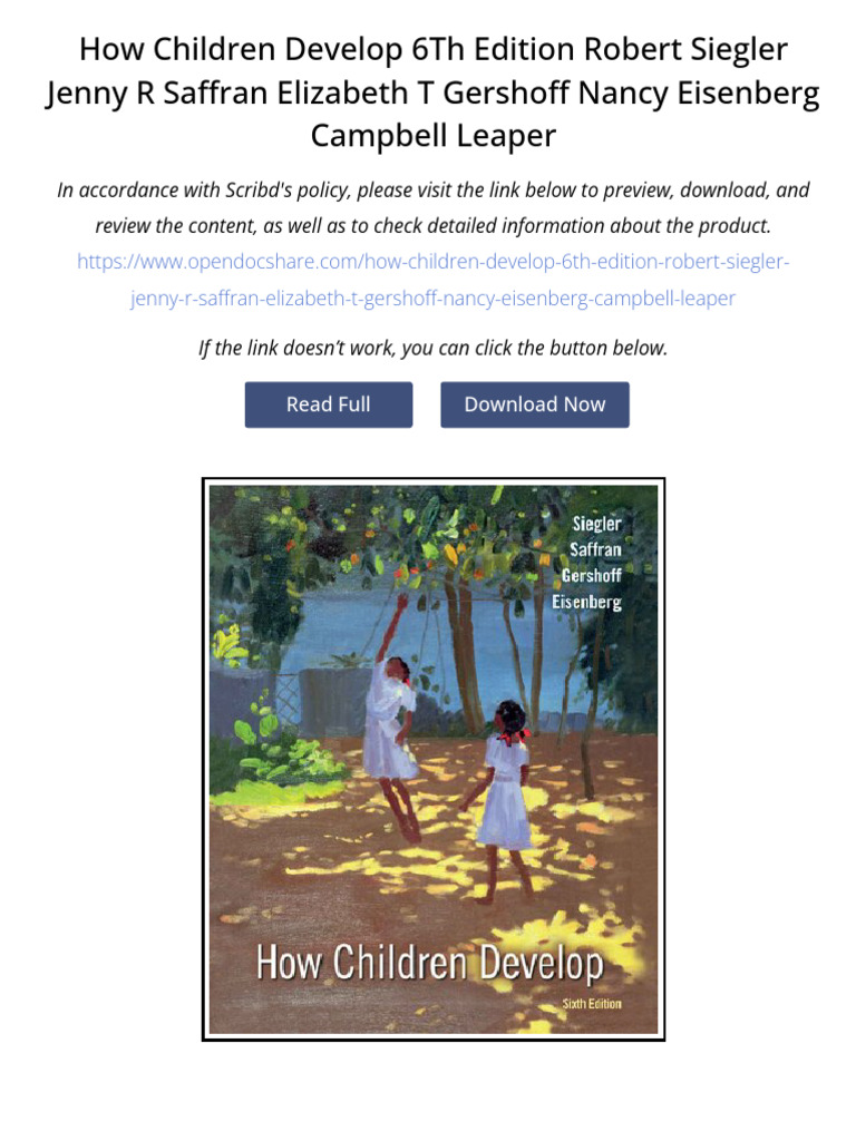 How Children Develop 6th Edition Robert Siegler Jenny R Saffran ...