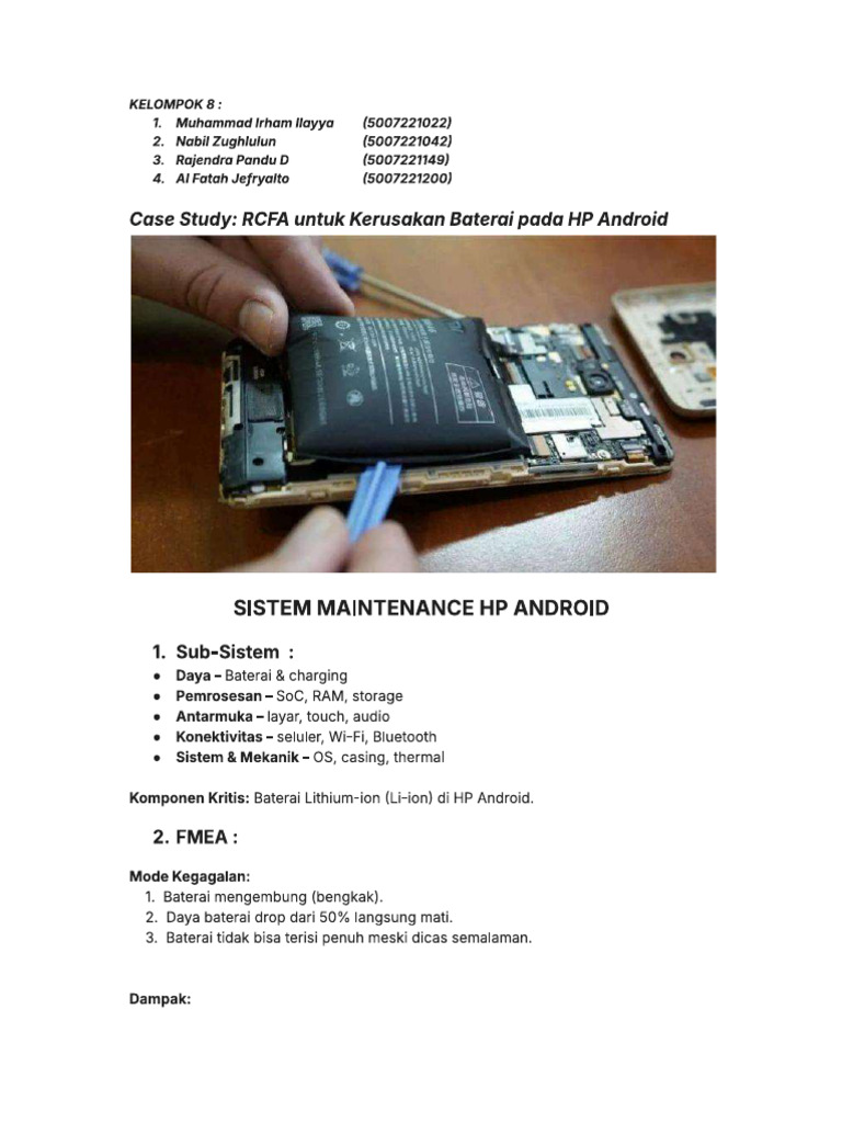 Tugas 5 TMP_Kelompok 8_Sistem Maintenance HP Android | PDF