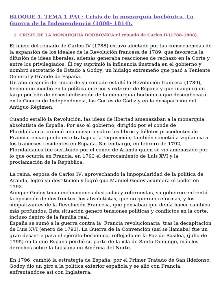 Hta. Tema 1 ?? | PDF | Napoleón | Guerra peninsular