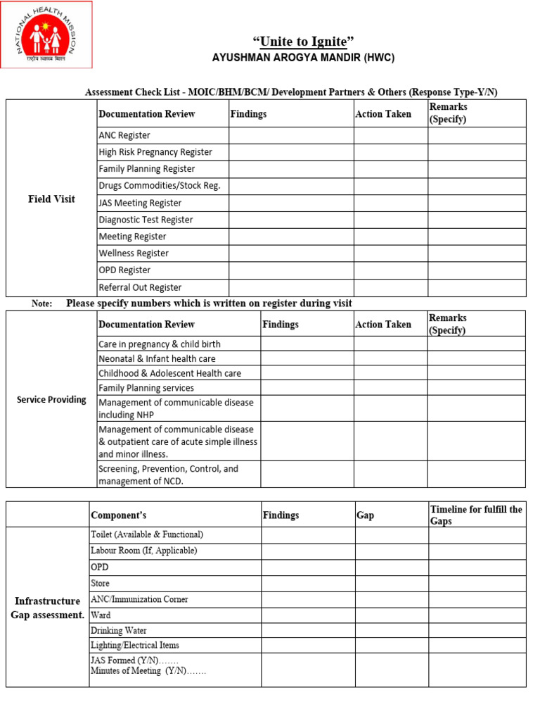 Check List -HWC DHS-Muzaffarpur | PDF | Childbirth | Clinical Medicine