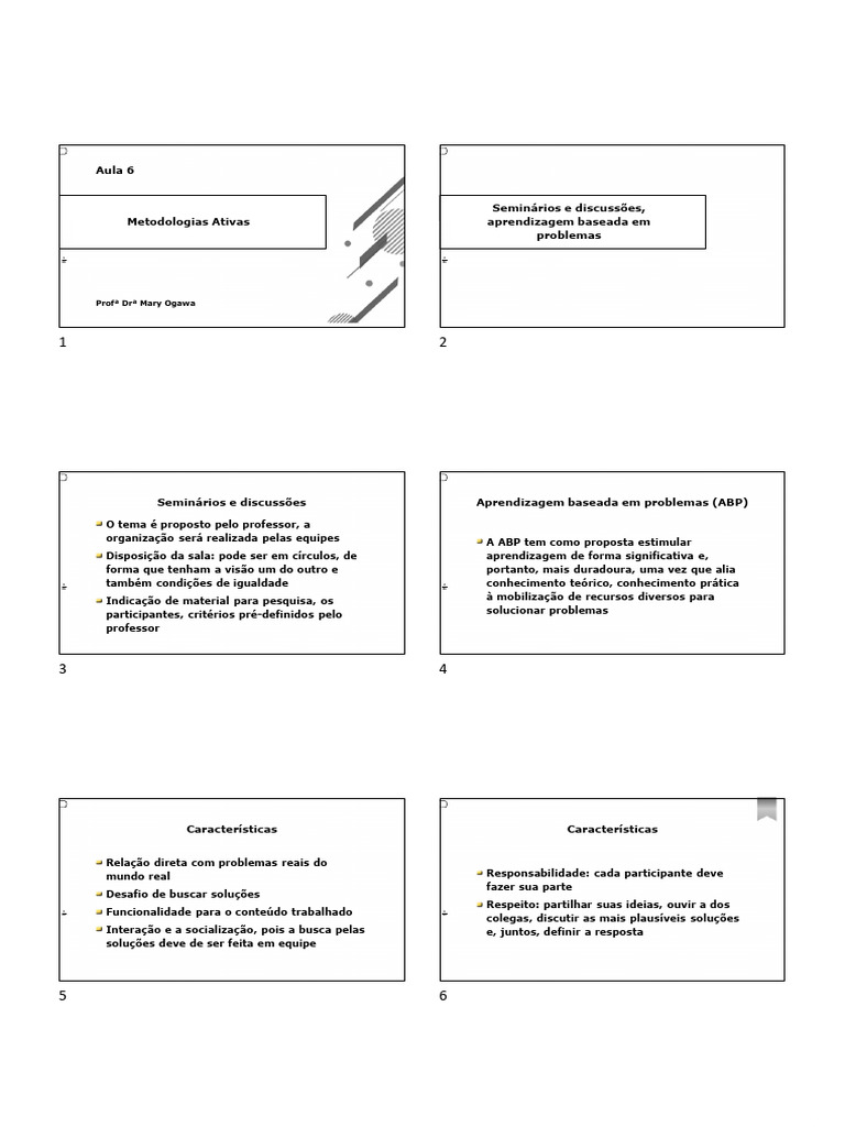 Slides 6 - SEMINÁRIOS E DISCUSSÕES, APRENDIZAGEM BASEADA EM PROBLEMAS | PDF | Aprendizado ...