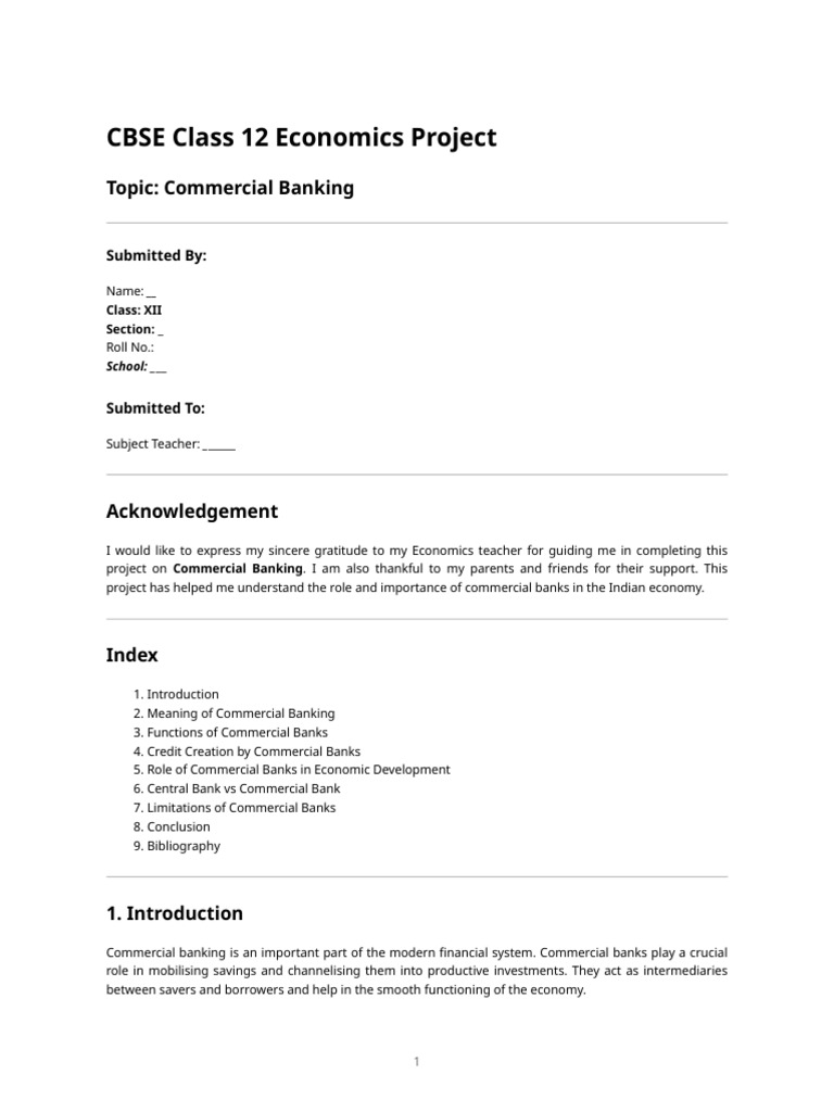 Class 12 Project on Commercial Banking | PDF | Banks | Credit Card