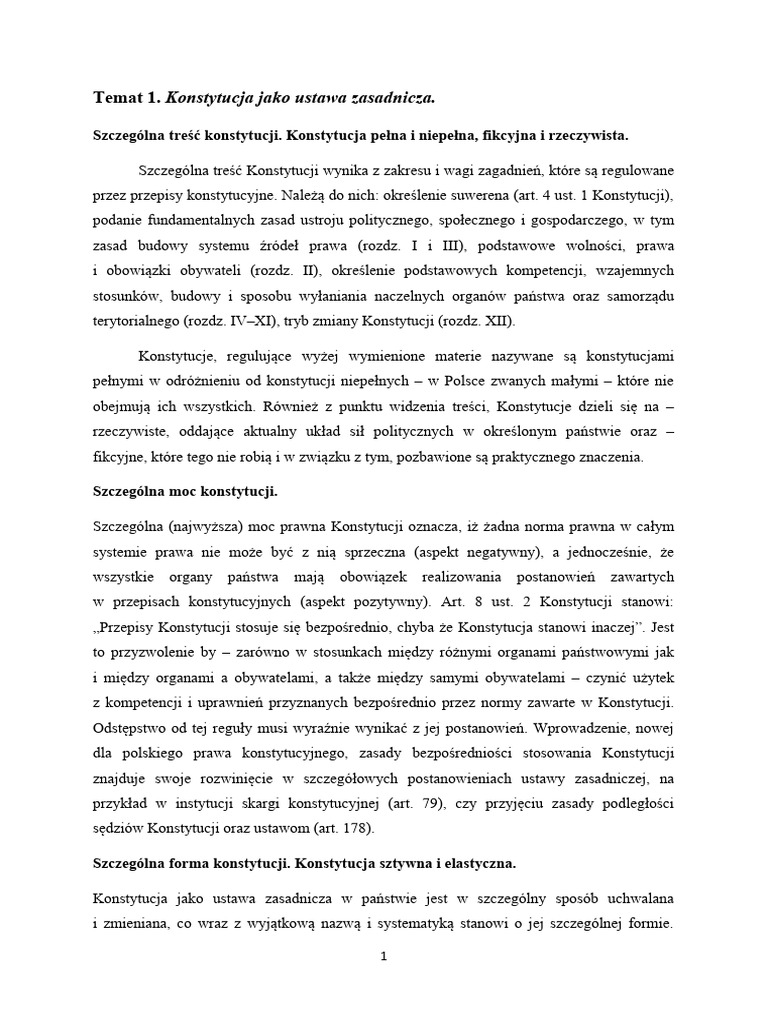 Prawo Konstytucyjne | PDF