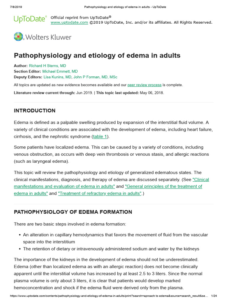 Edema in Adults: Causes and Mechanisms | PDF | Edema | Heart Failure