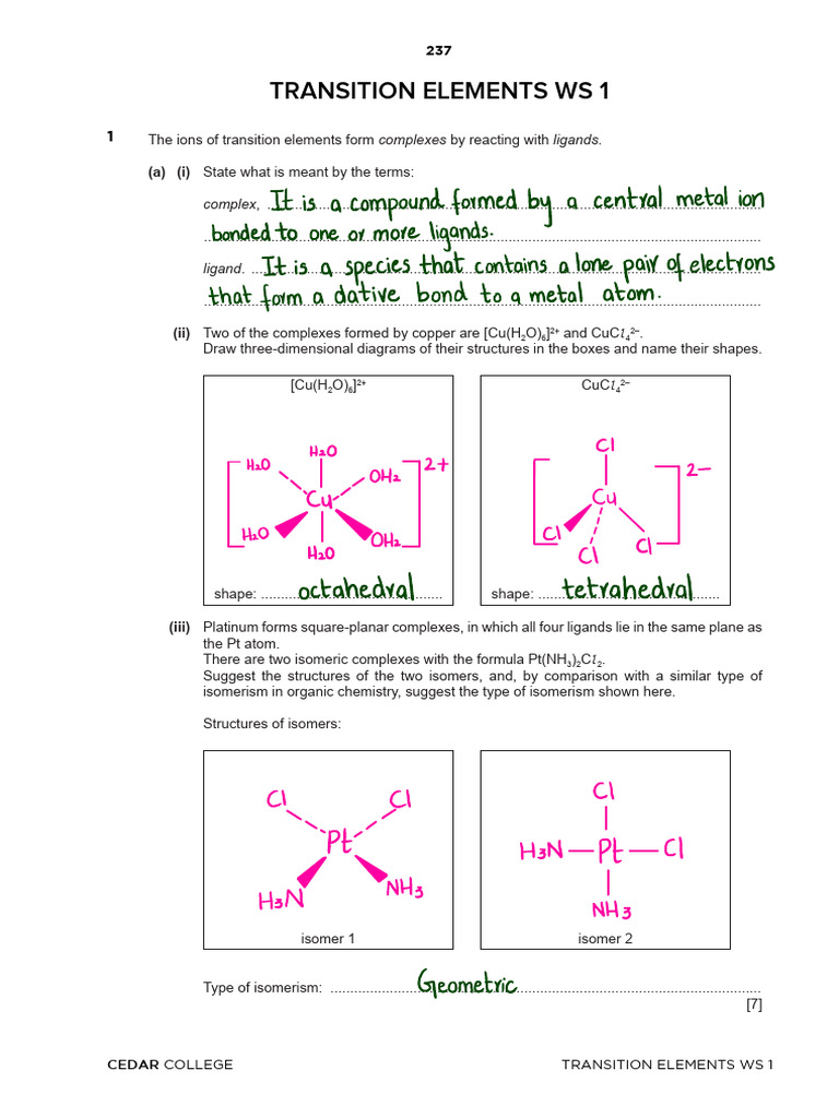 Transition Elements Complexes and Reactions | PDF | Coordination ...