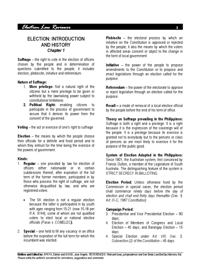 Comprehensive Election Law Guide | PDF | Initiative | Elections