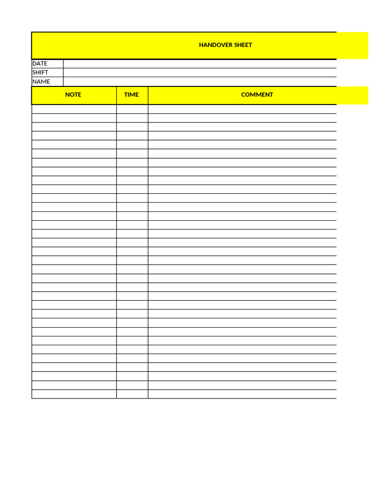 Handover Sheet | PDF