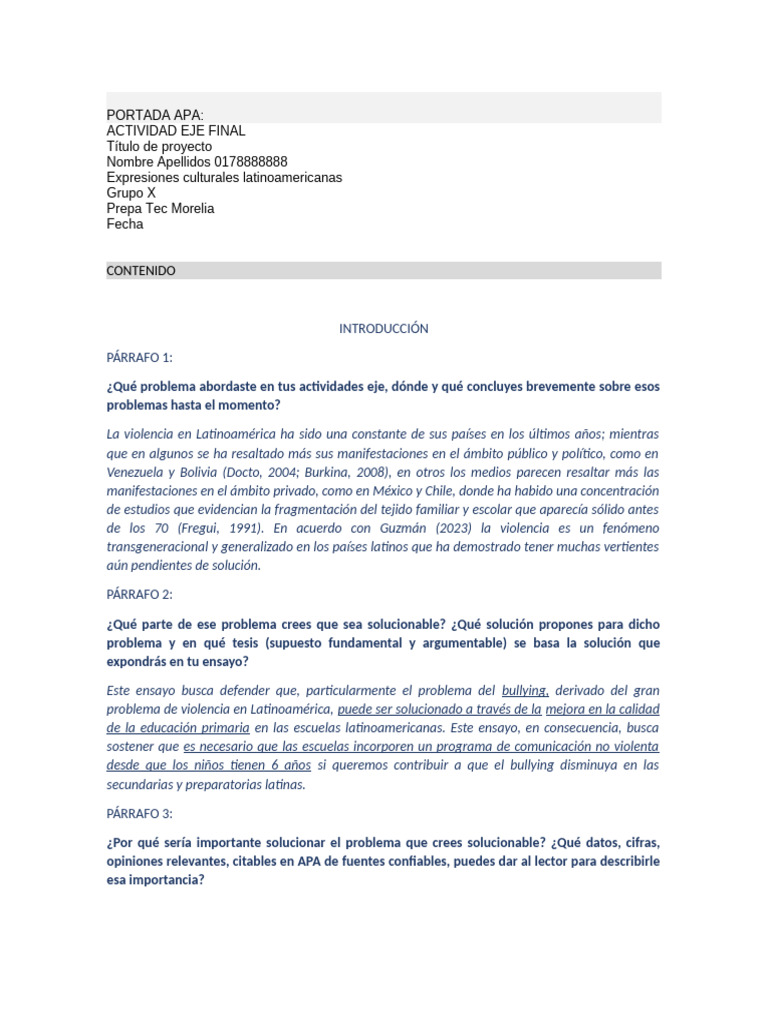 Guía Para Actividad Eje Final | PDF | Violencia | America latina