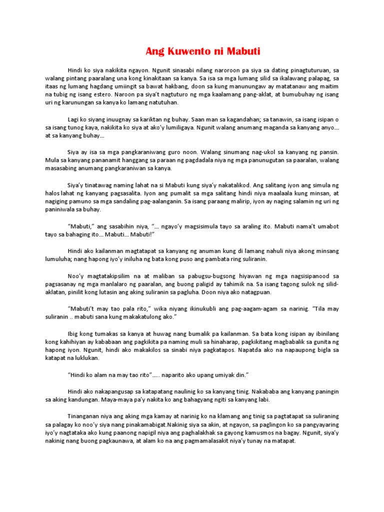 Ang Kuwento Ni Mabuti | PDF