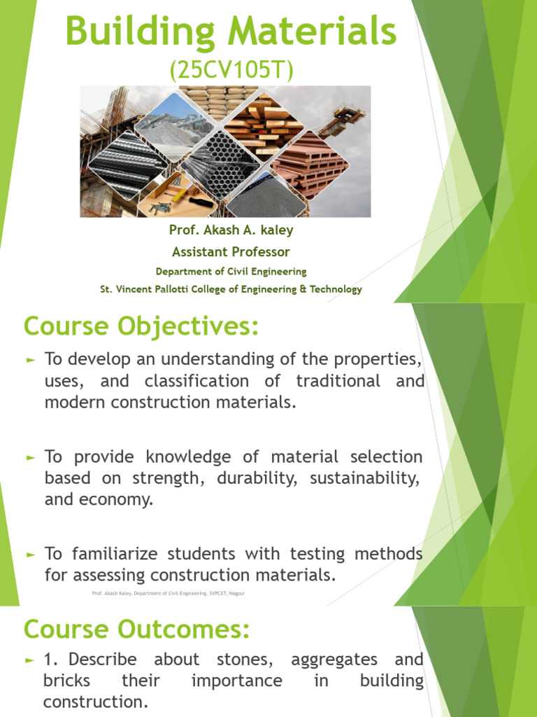 Building Material-Unit-I.pptx | PDF | Rock (Geology) | Brick