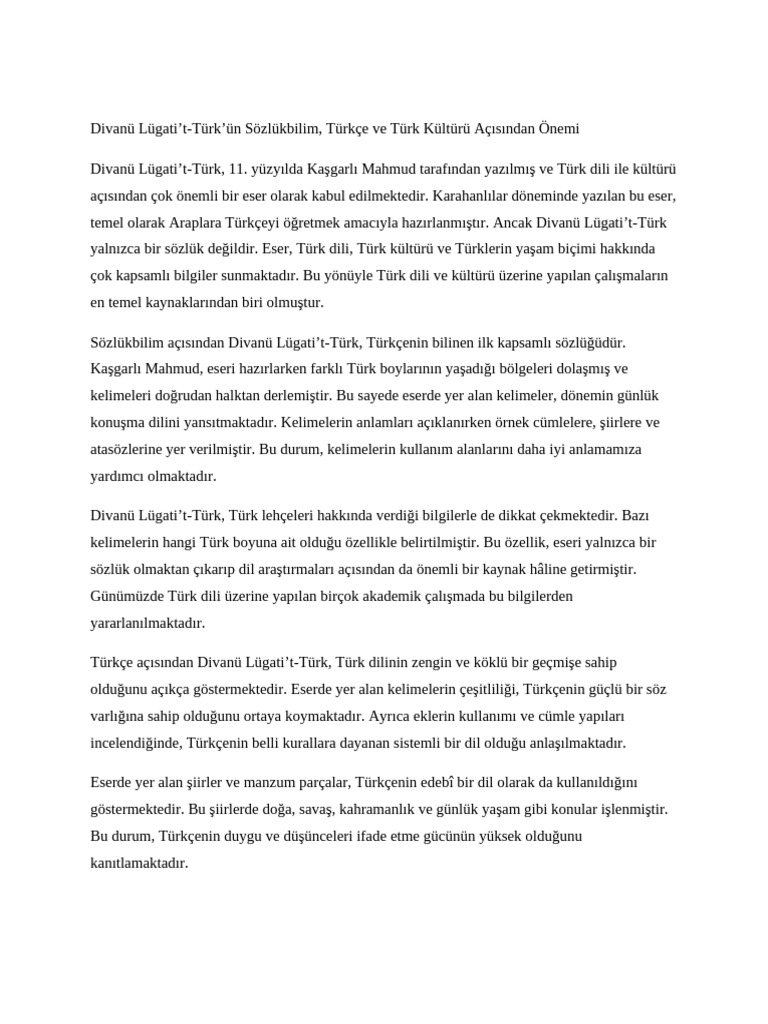 Divanu Lugatit Turk 2 Sayfa Odev | PDF