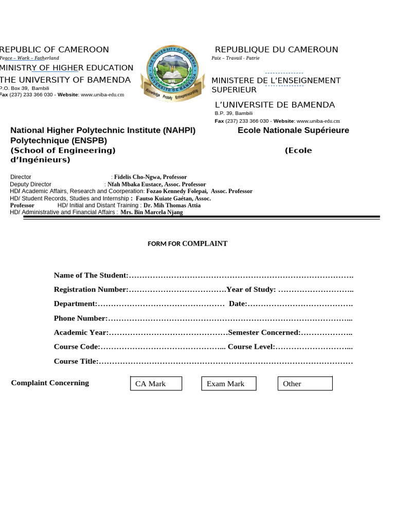 Complaint Form Word Doc | PDF